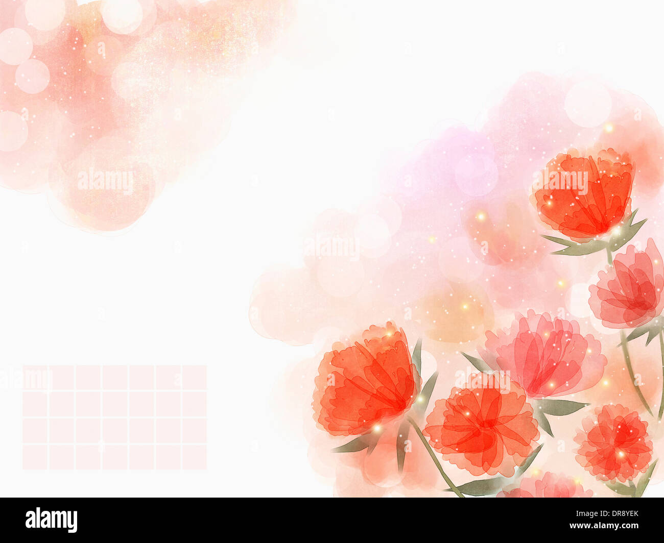illustration calendar template featuring red flowers Stock Photo - Alamy