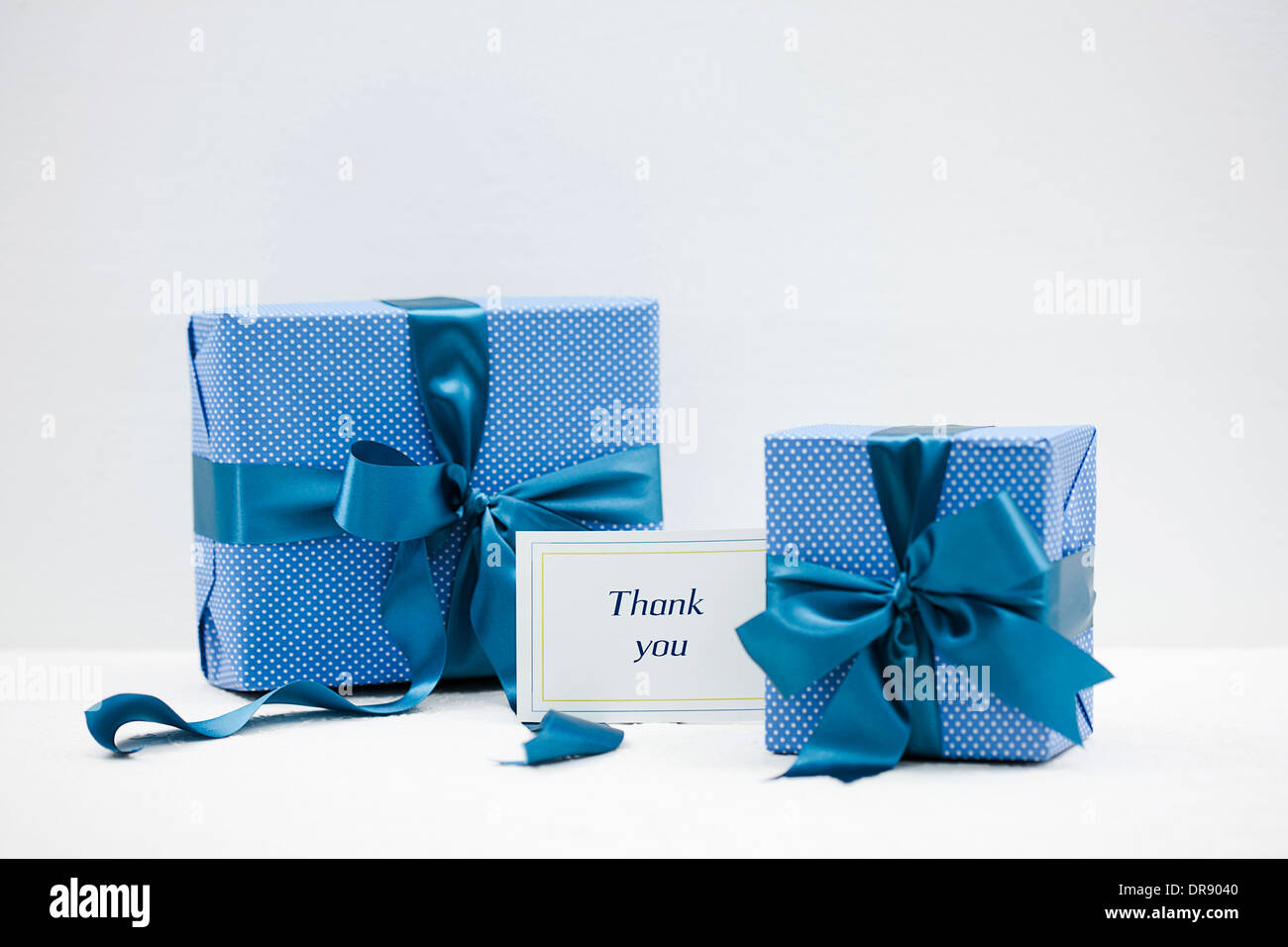 a thank you note with gift boxes Stock Photo - Alamy