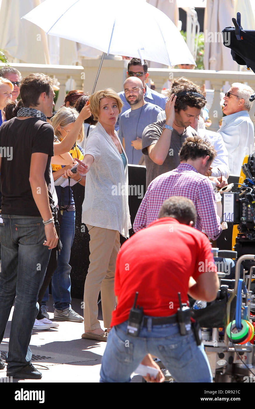 Emma Thompson is seen shooting her new film 'Love Punch' at the ...