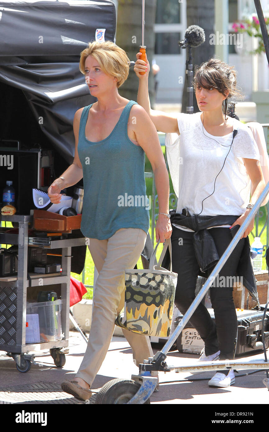 Emma Thompson is seen shooting her new film 'Love Punch' at the ...