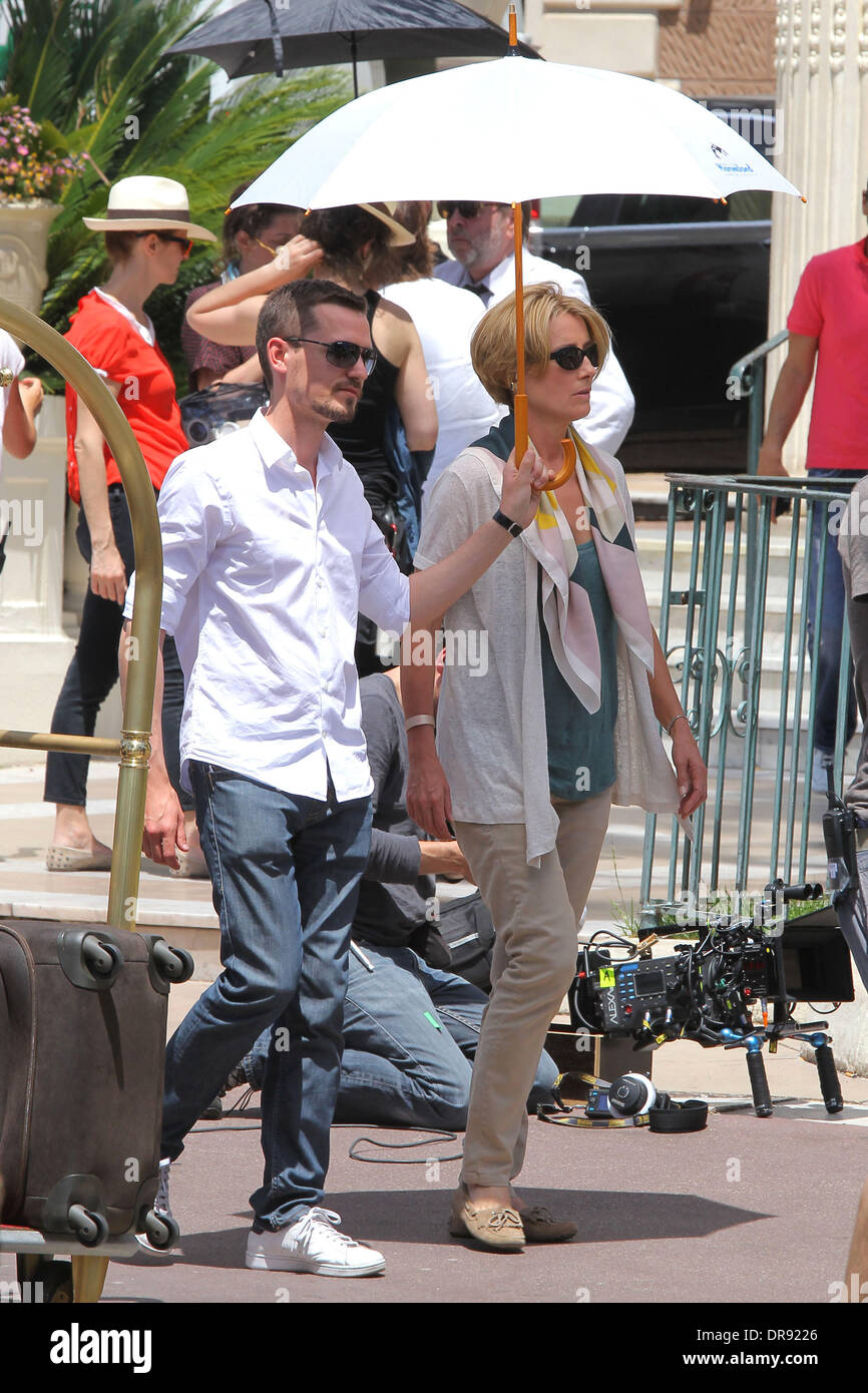 Emma Thompson is seen shooting her new film 'Love Punch' at the ...