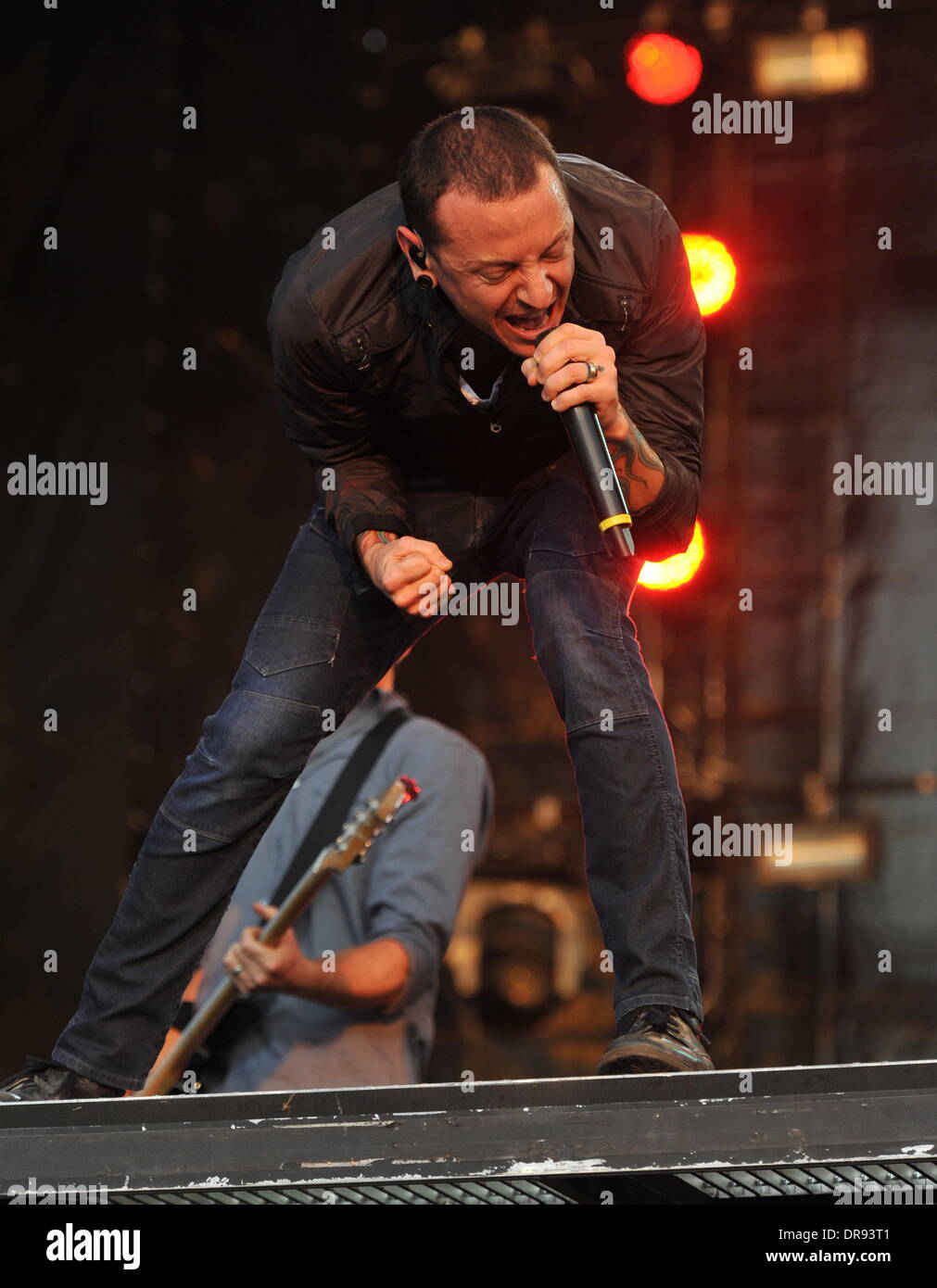 Chester Bennington American rock band Linkin Park performing at ...