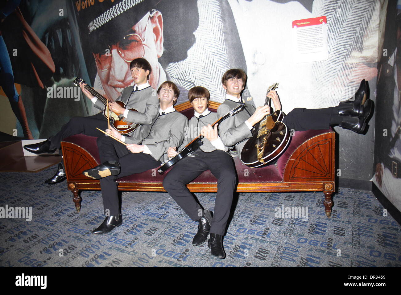 Beatles wax figures as young men including George Harrison, Paul ...
