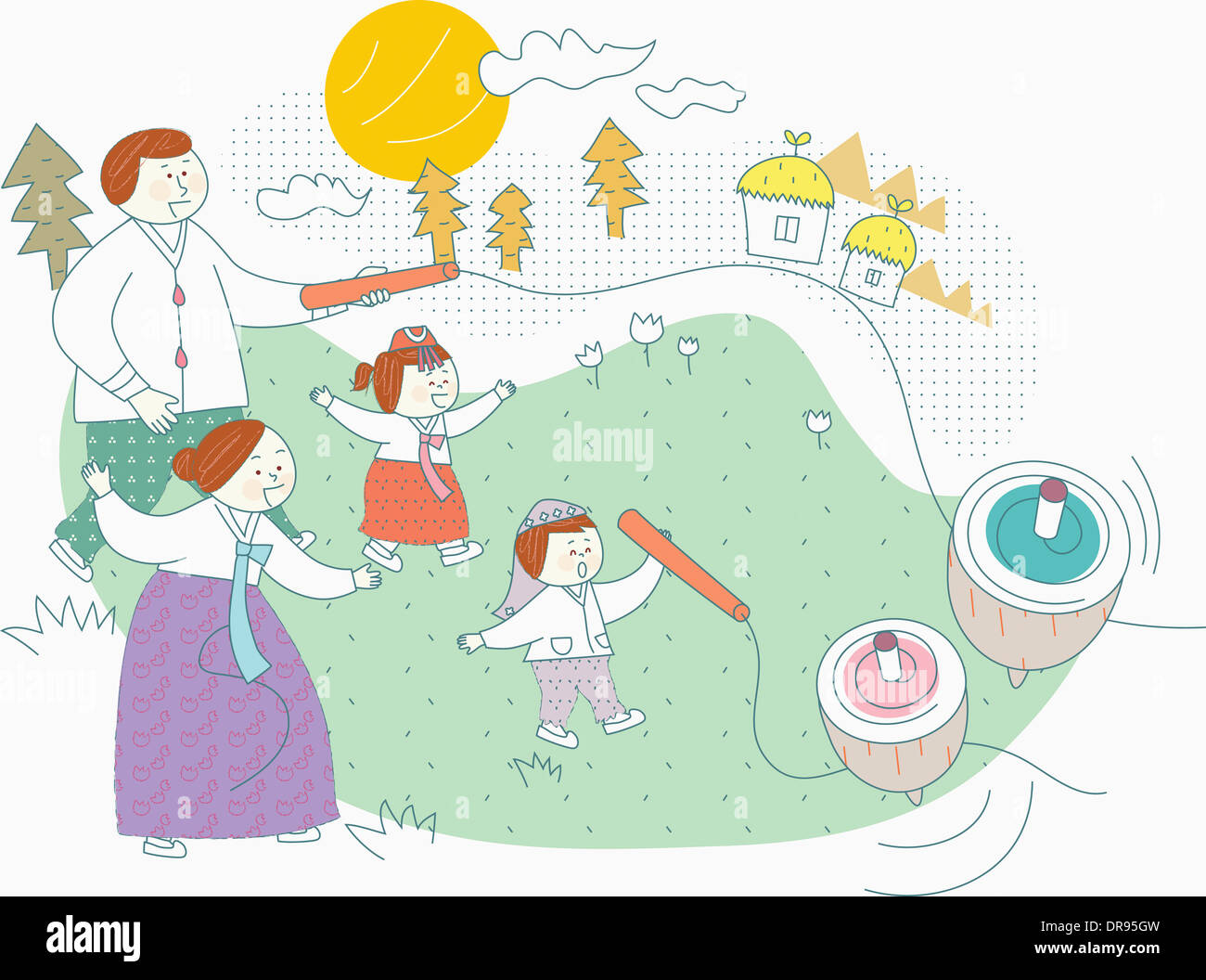 Family Chuseok Korea Traditional Holiday Stock Photos & Family Chuseok ...