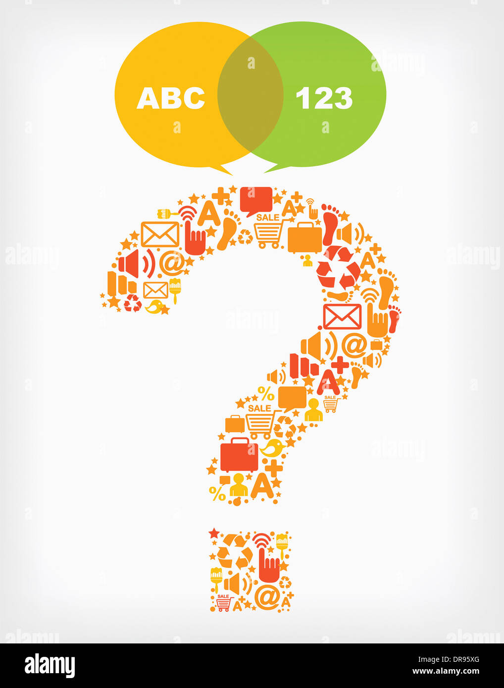 illustration of a question mark filled with icons Stock Photo - Alamy