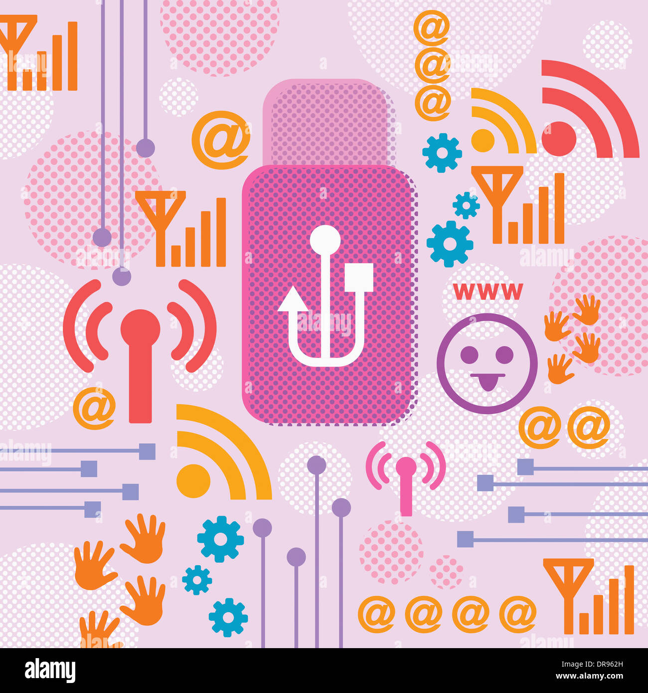 illustration of icons related to connection Stock Photo - Alamy