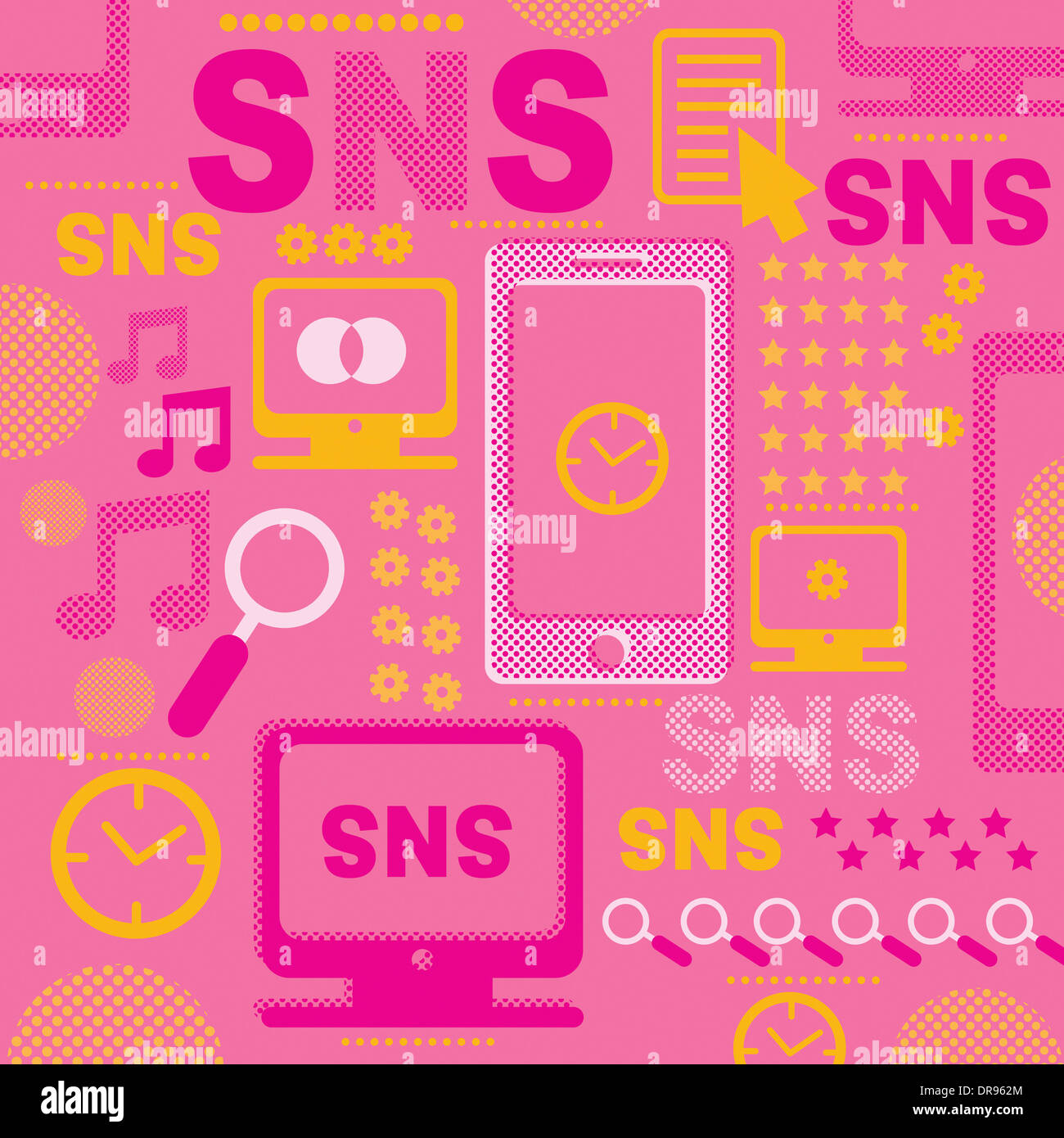 illustration of icons related to SNS Stock Photo - Alamy