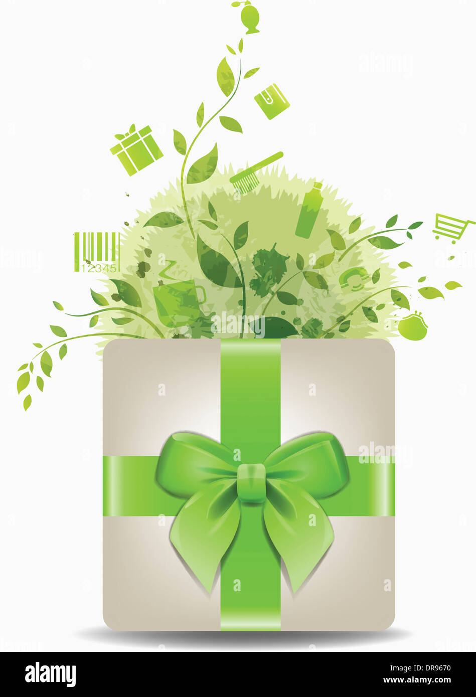 illustration of a gift that represents green energy Stock Photo - Alamy