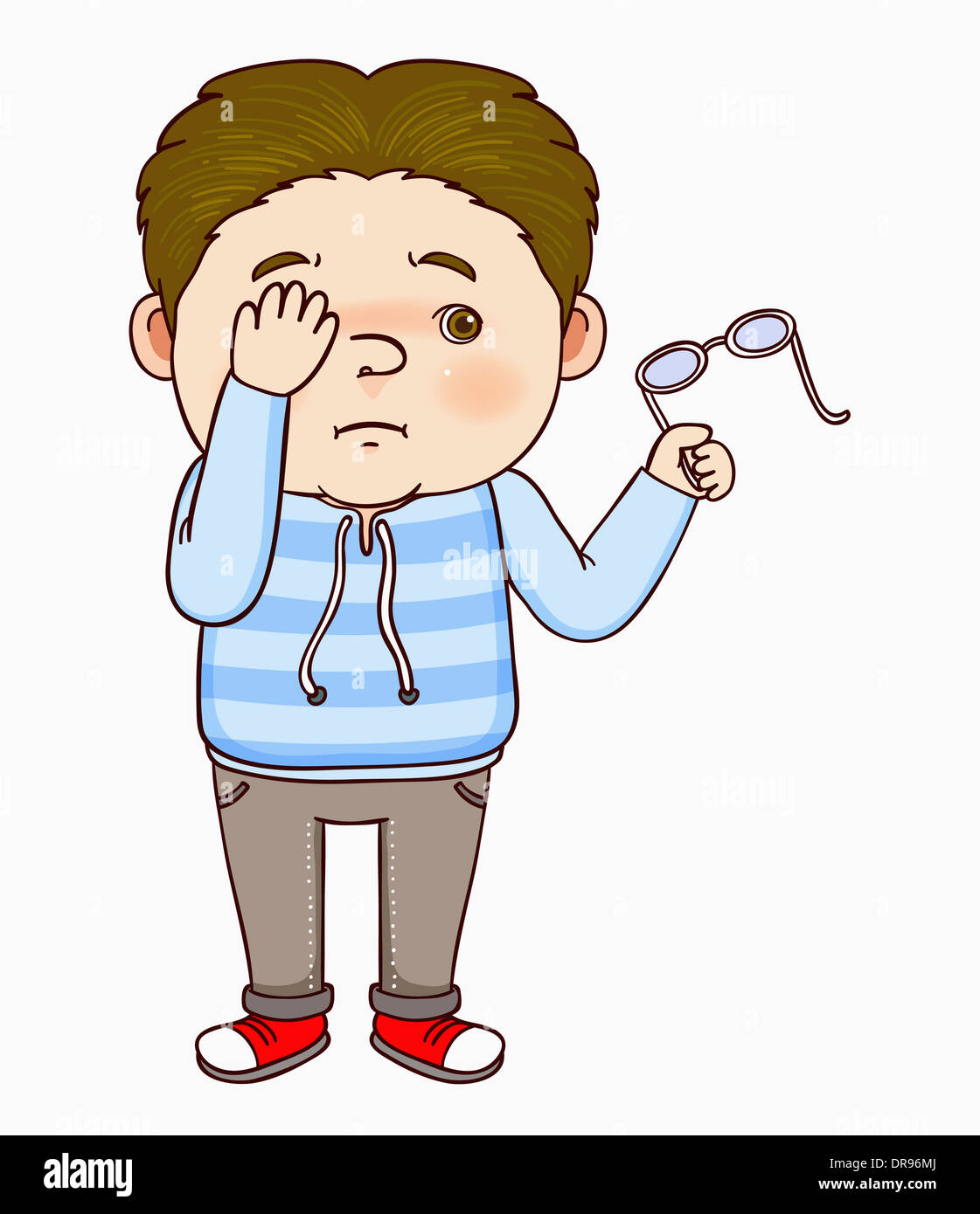 illustration of a boy having problems with his sight Stock Photo - Alamy