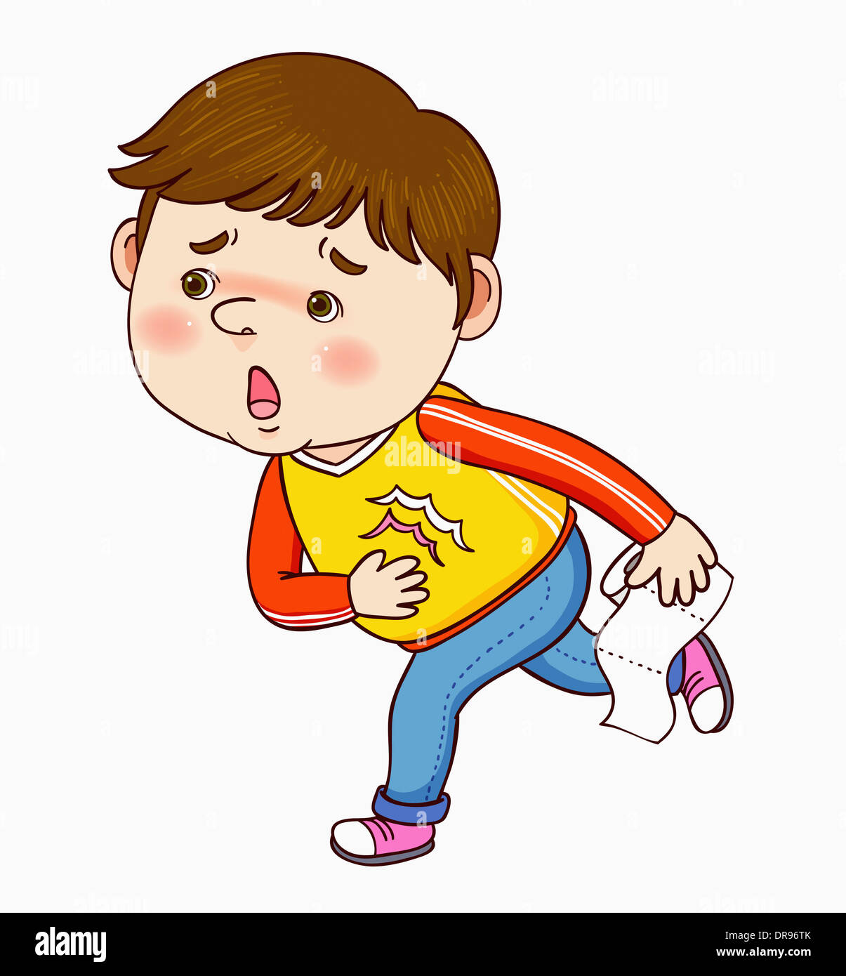 illustration of a boy with diarrhea Stock Photo - Alamy