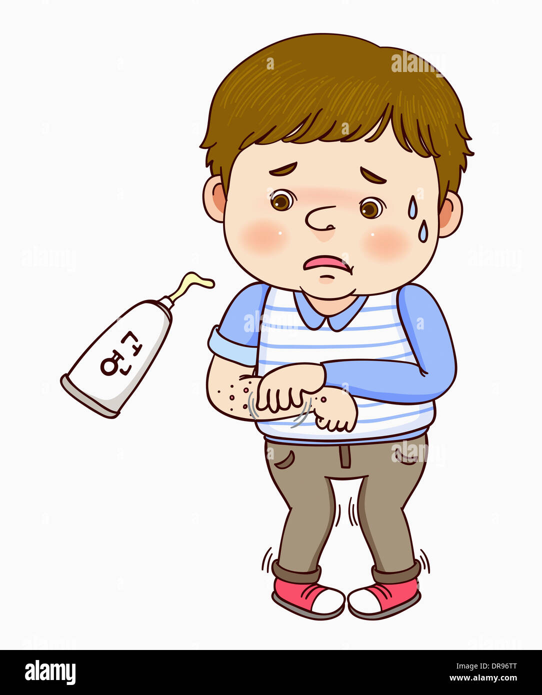 illustration of a boy with a rash Stock Photo - Alamy