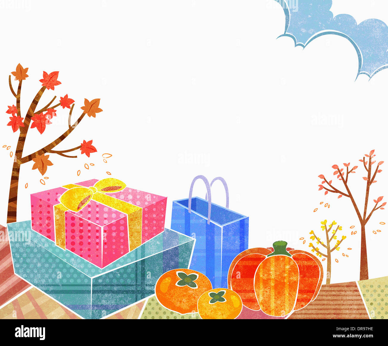 illustration of memo template featuring gift boxes Stock Photo - Alamy