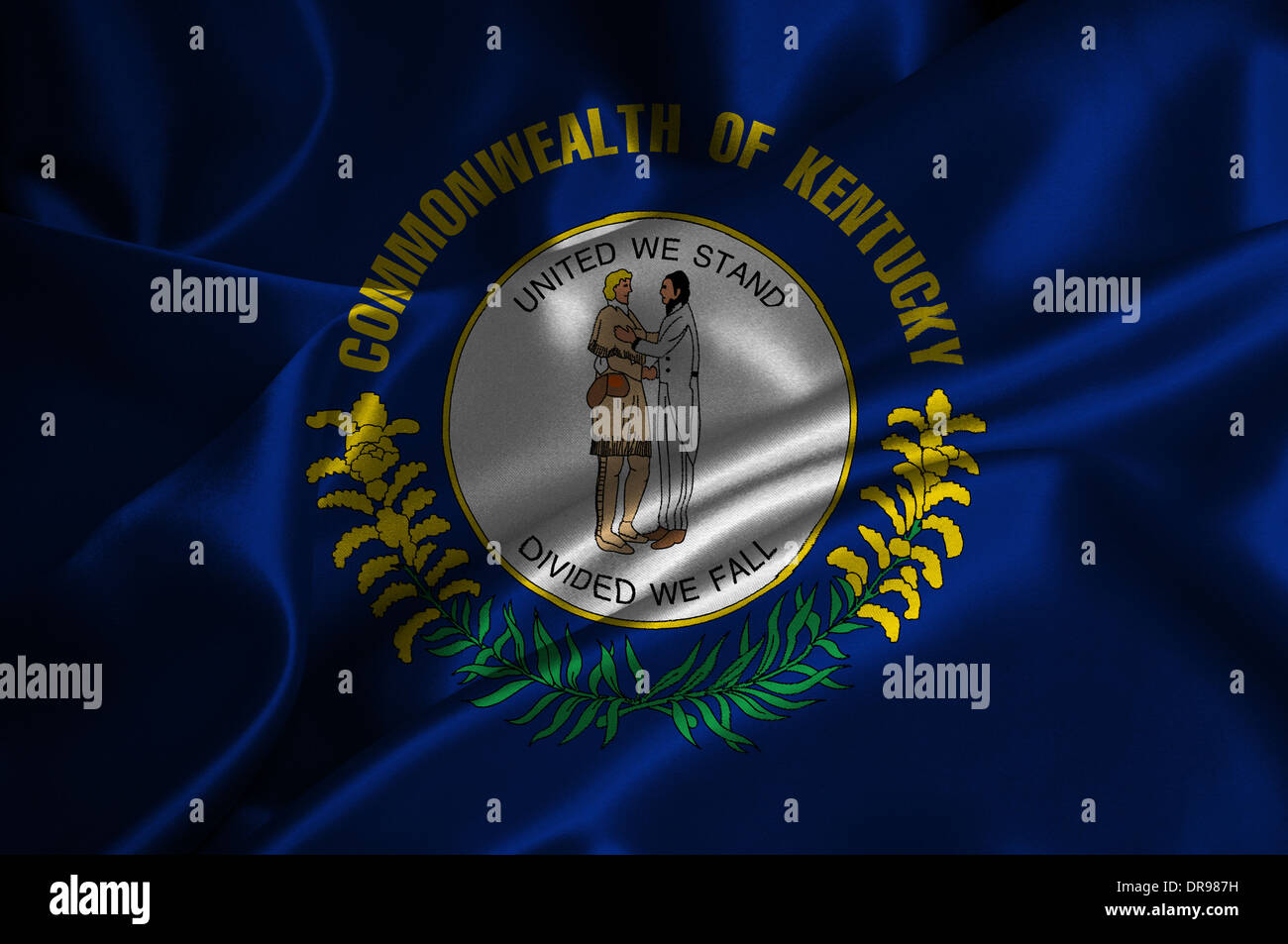 Kentucky flag on satin texture Stock Photo - Alamy