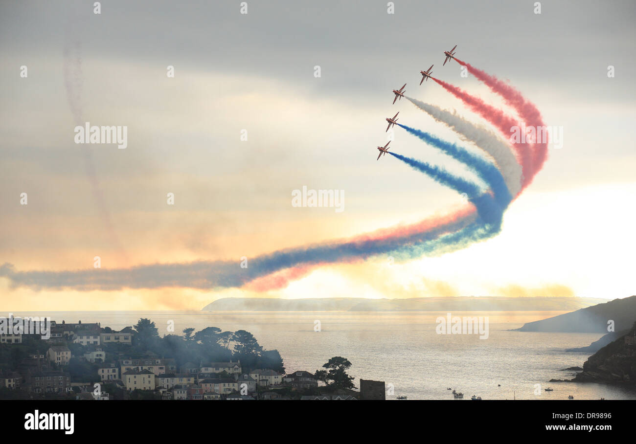 The Red Arrows fly in formation over Fowey harbour for annual regatta ...