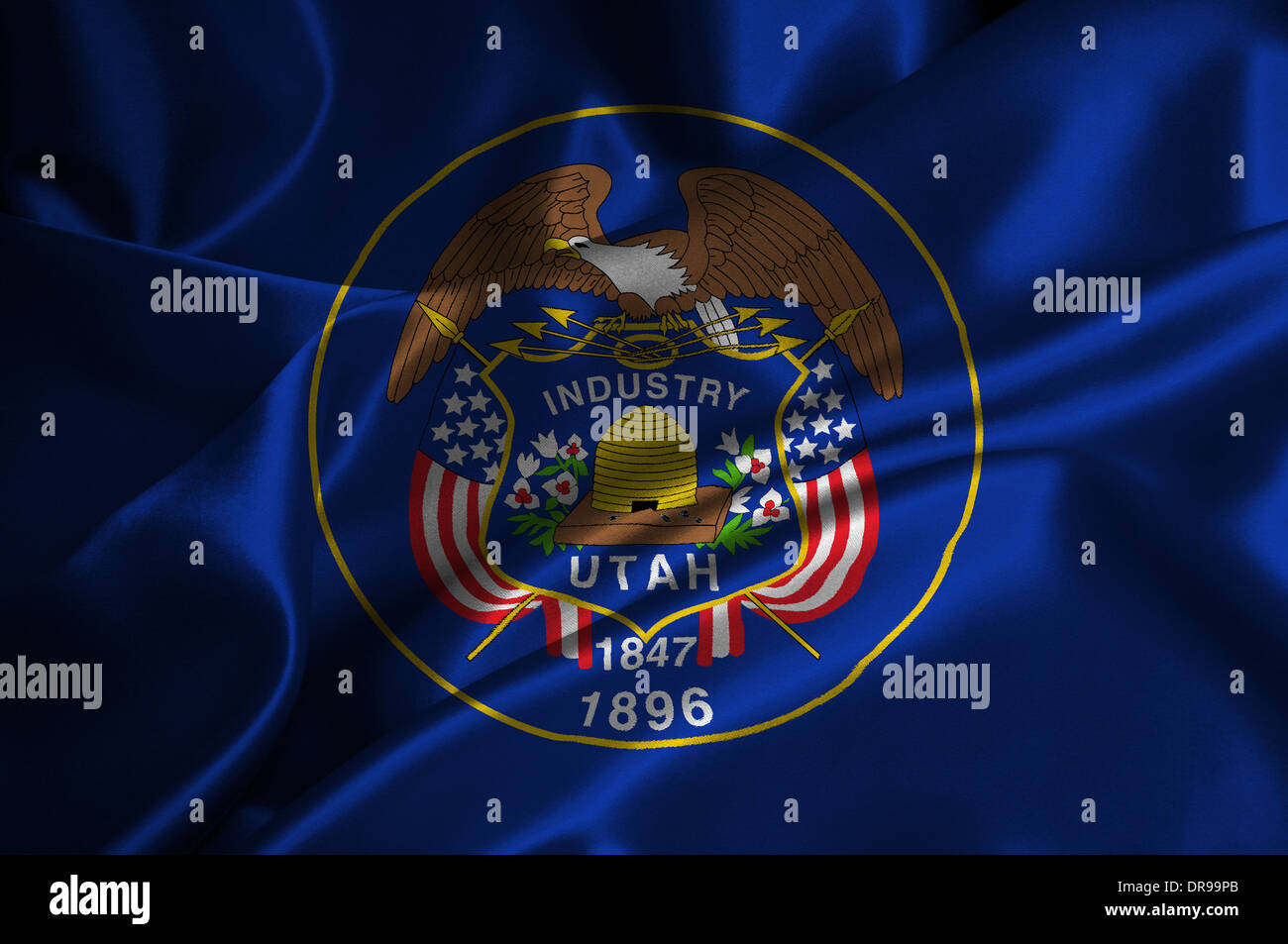 Utah flag on satin texture Stock Photo - Alamy