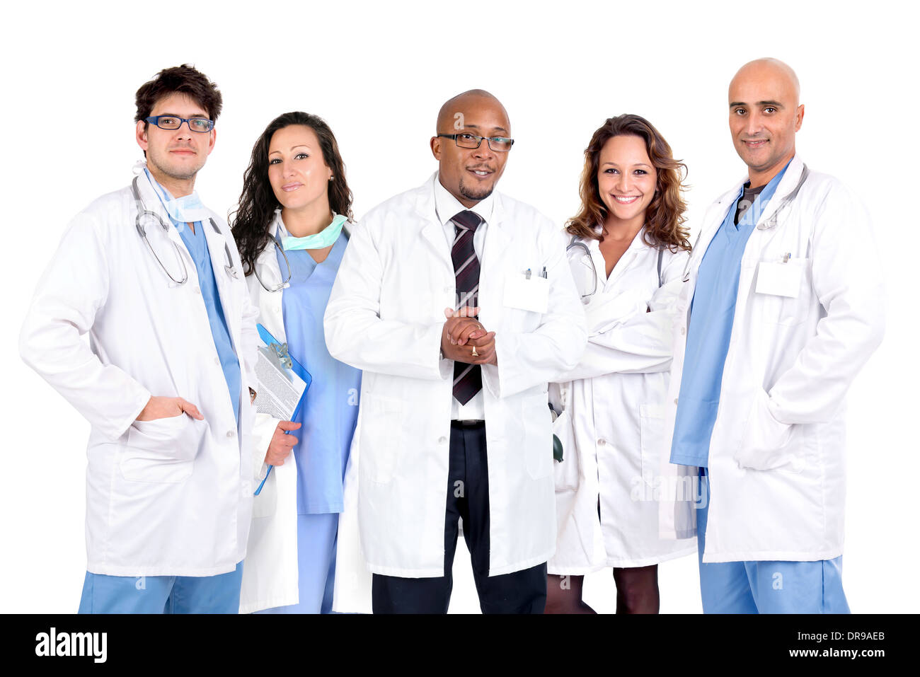 Group of doctors isolated against a white background Stock Photo - Alamy