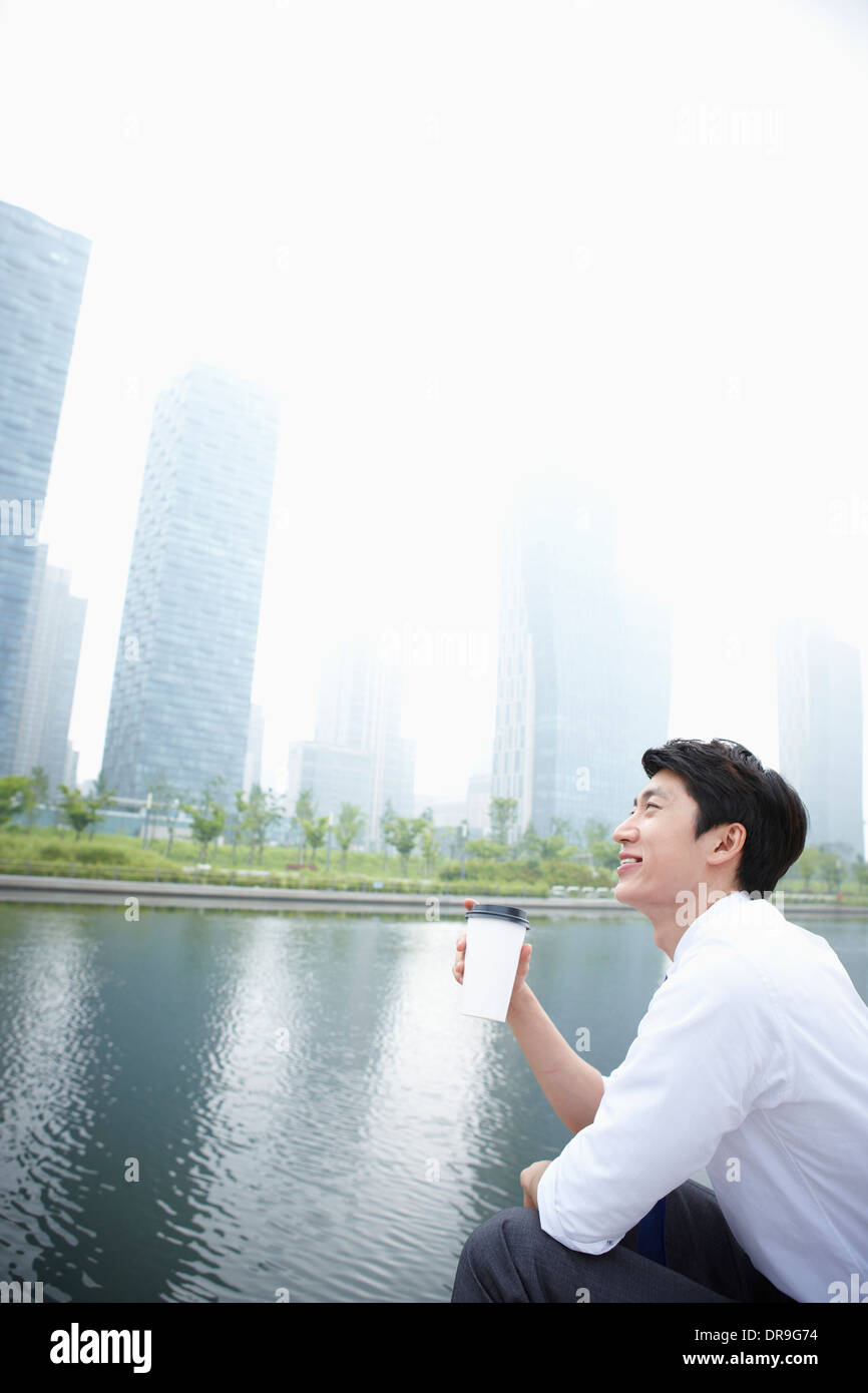 Man smiling next river hi-res stock photography and images - Alamy