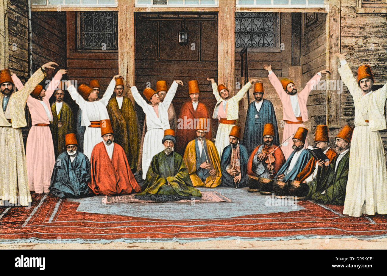 Group of Mevlevi Dervishes - Istanbul (colourised Stock Photo - Alamy