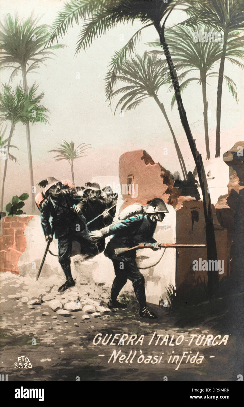 Italo-Turkish War (1911-12) - Italian troops search an Oasis Stock ...