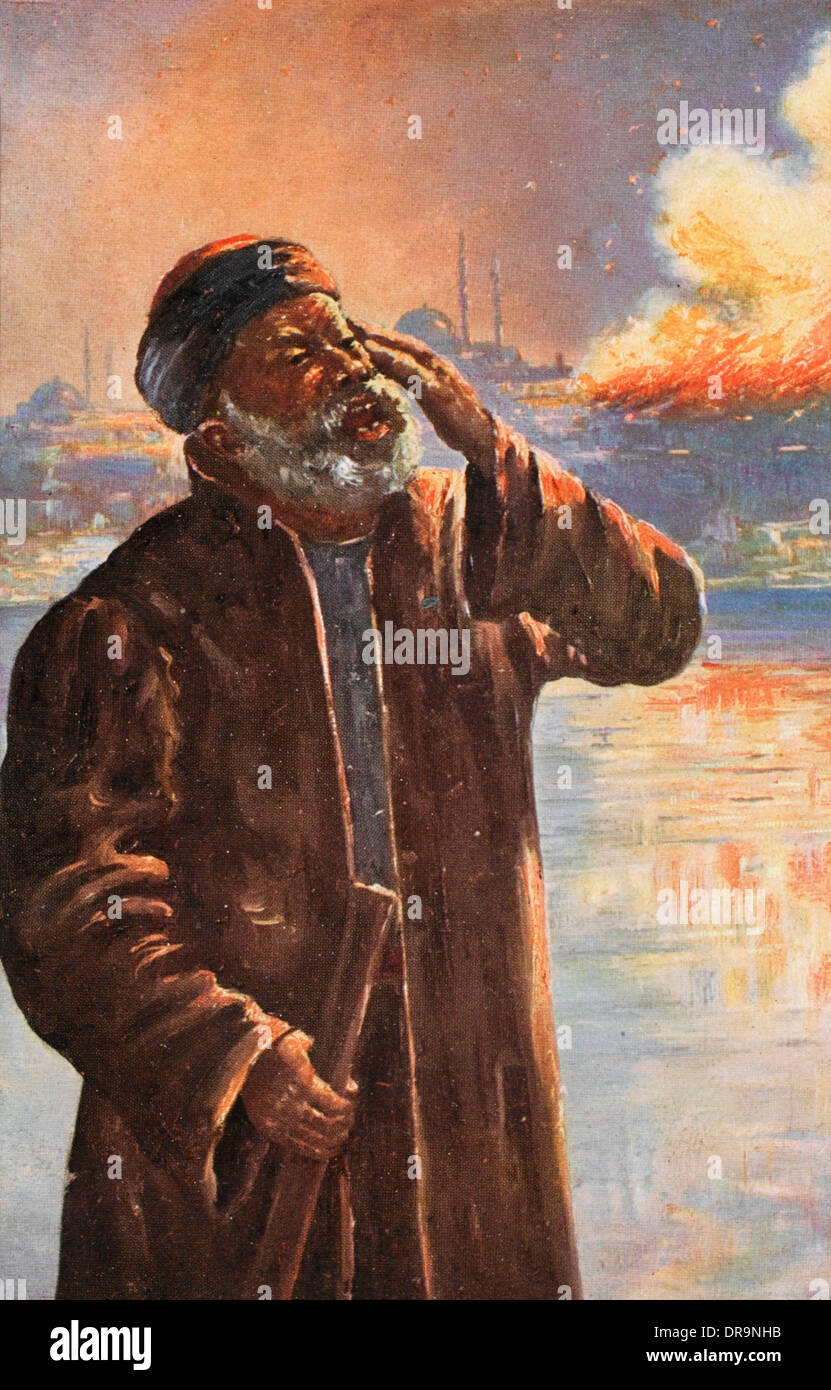 Night Watchman crying Fire Stock Photo - Alamy
