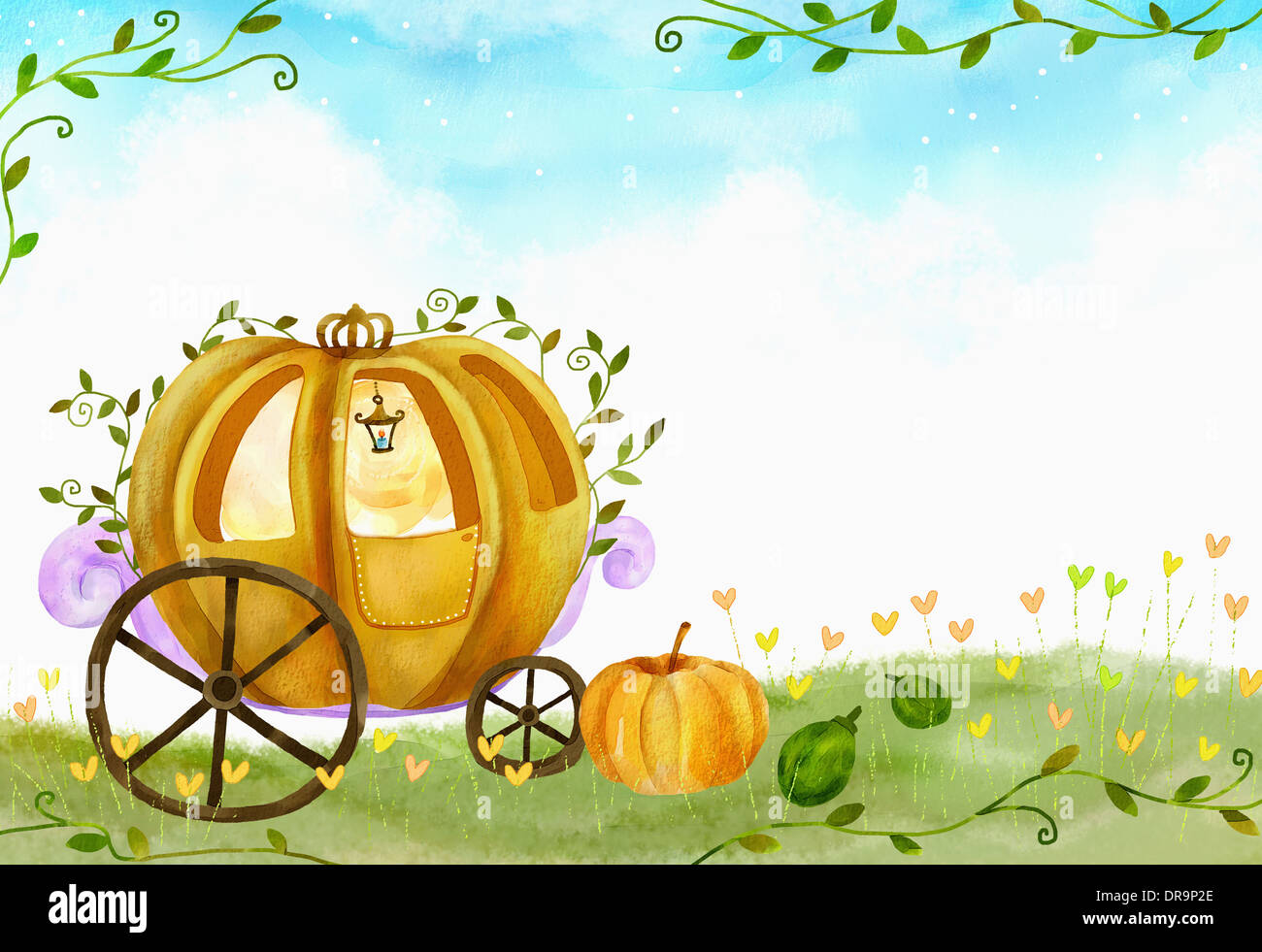 an illustration of an autumn themed carriage Stock Photo - Alamy