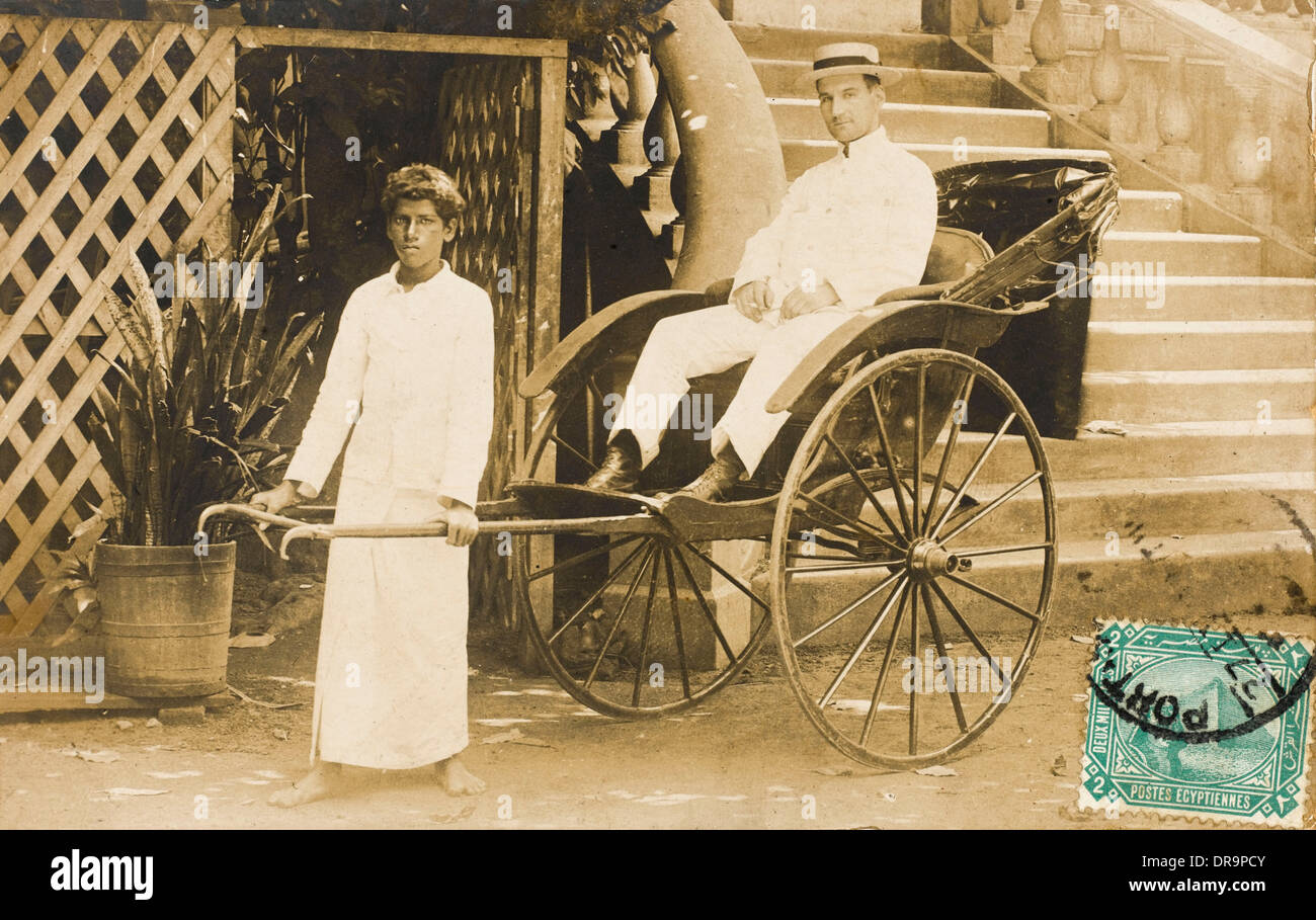 English Gent in Egypt in rickshaw Stock Photo - Alamy