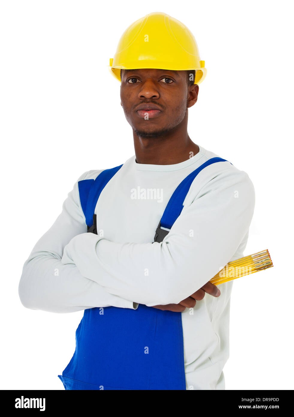 Black manual worker. All on white background Stock Photo - Alamy