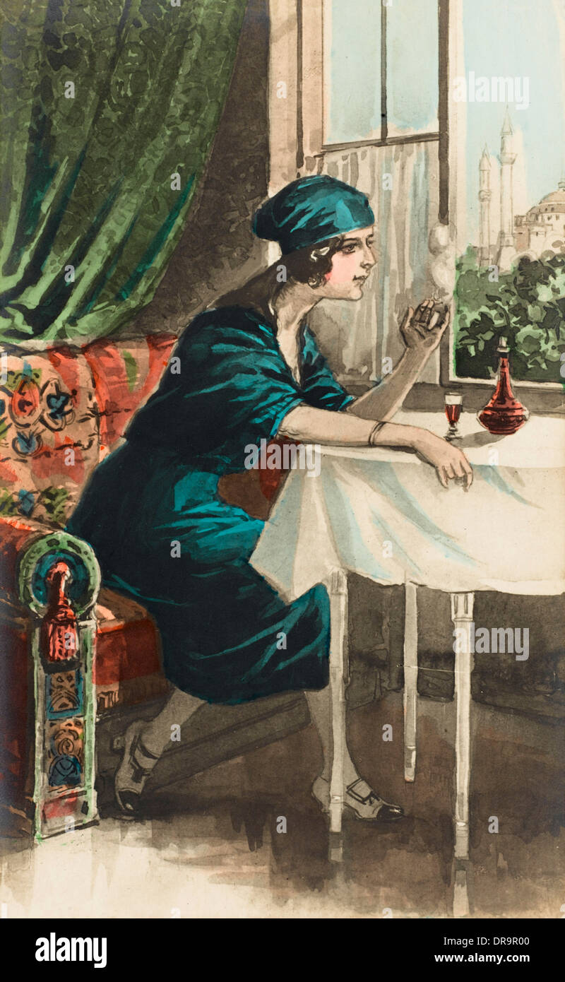 Turkish girl sitting in a Turkish cafe Stock Photo - Alamy