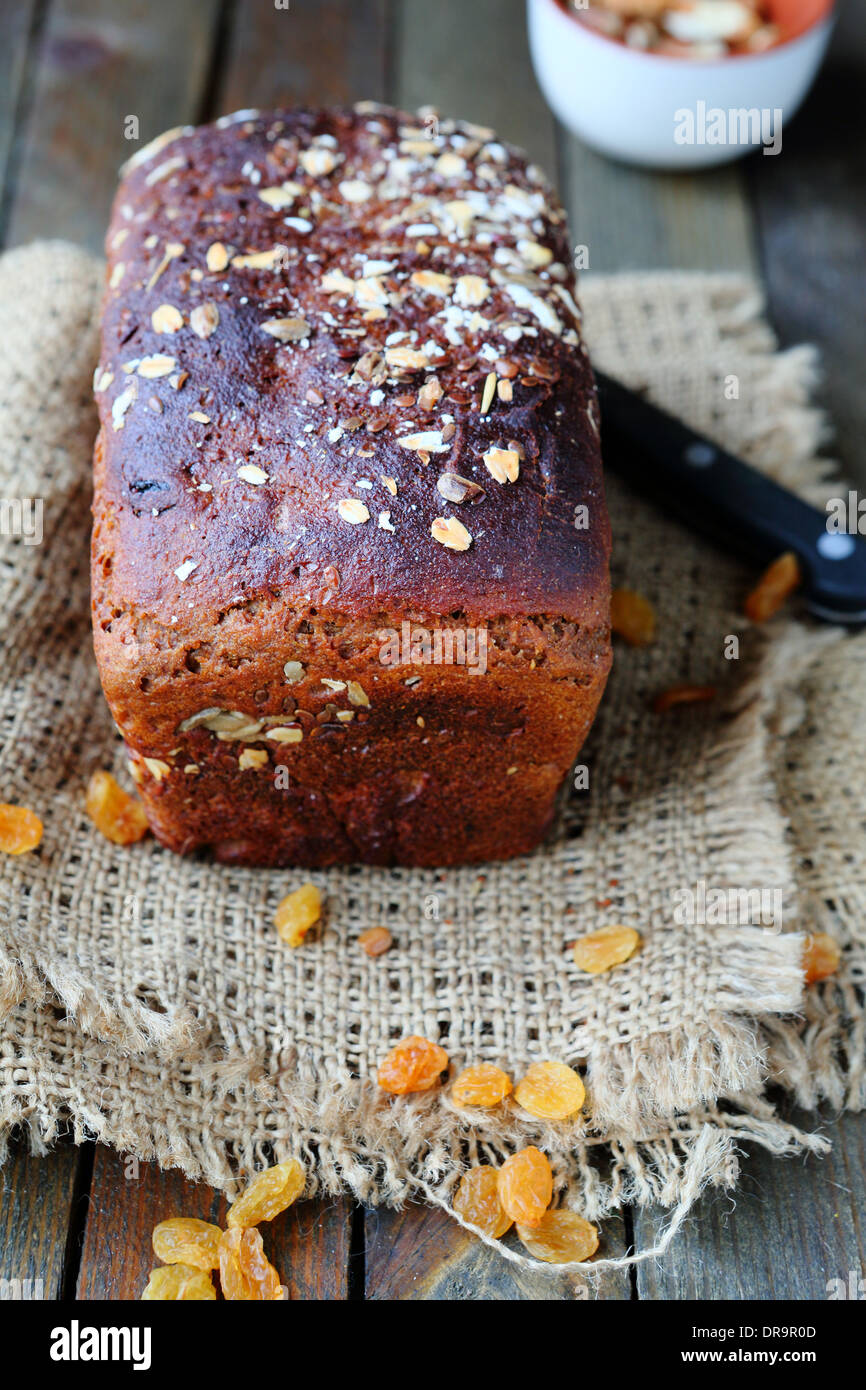 rye loaf rustic bread, food closeup Stock Photo - Alamy