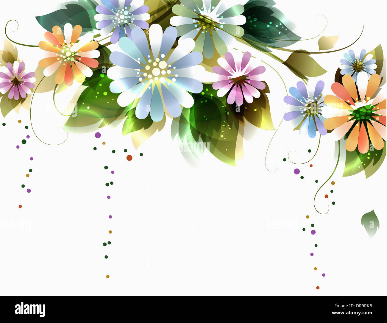 illustration card design with flowers Stock Photo - Alamy