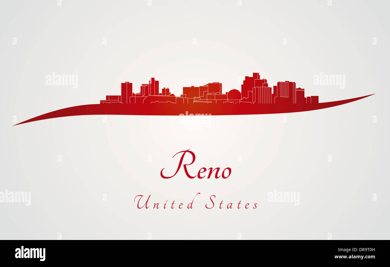 Reno skyline in red and gray background Stock Photo - Alamy