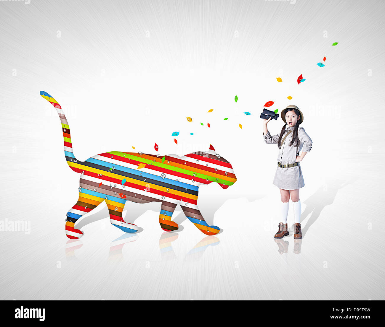 a kid with illustrated tiger Stock Photo - Alamy