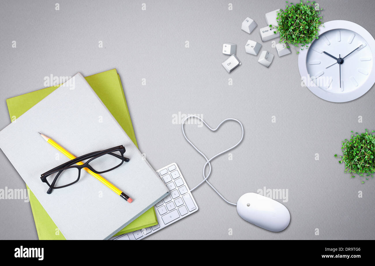 ppt template with memo space featuring books and glasses Stock Photo ...