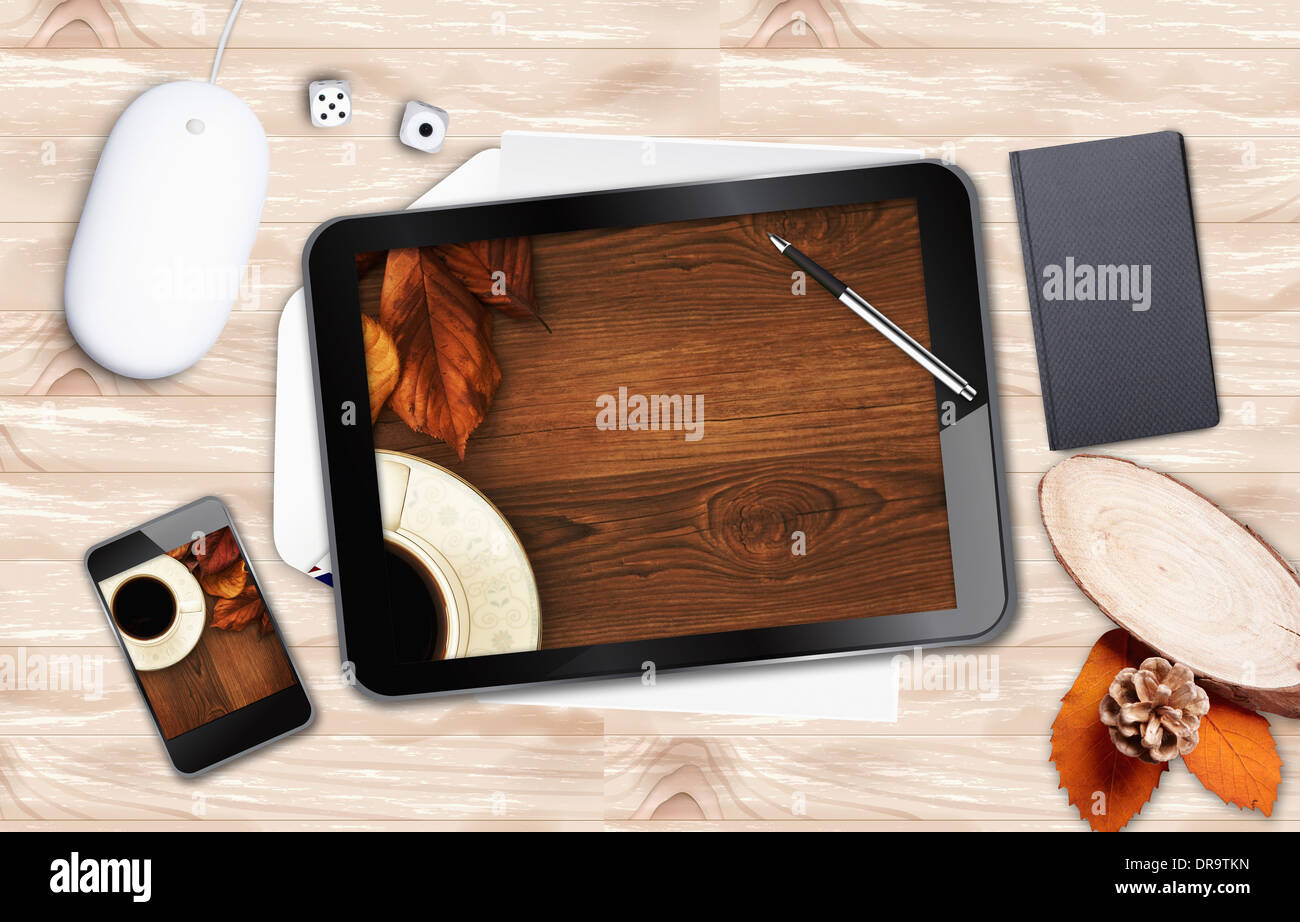 illustration of memo template featuring tablet PC Stock Photo - Alamy