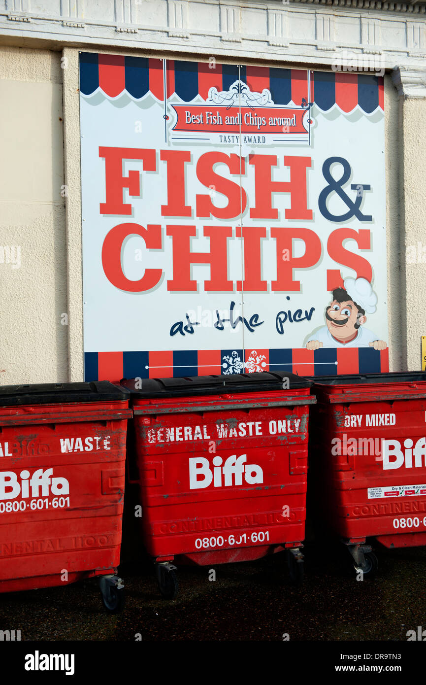 Sign outside a fish and chip shop, UK Stock Photo - Alamy