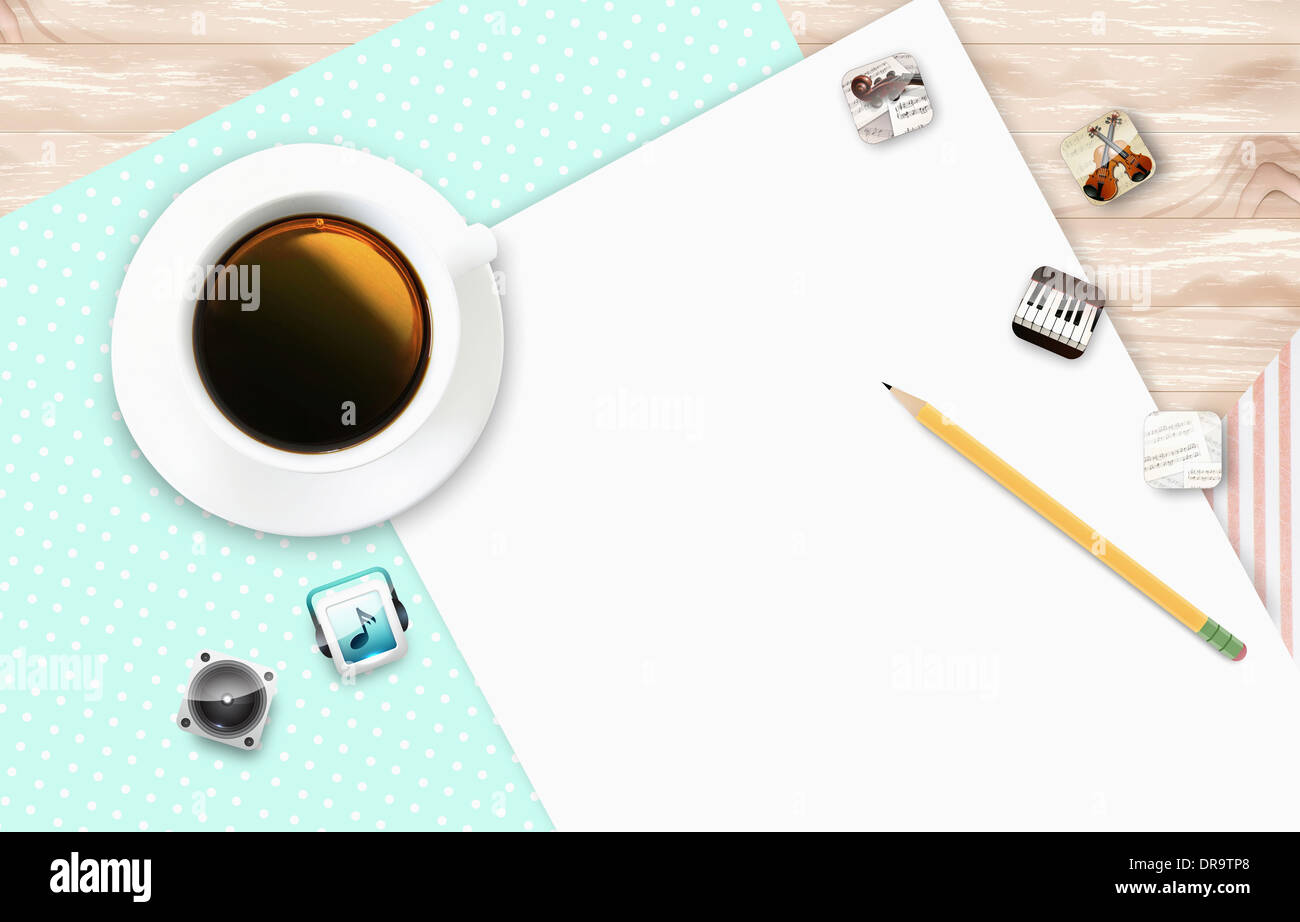 illustration of memo template featuring letter and coffee Stock Photo ...
