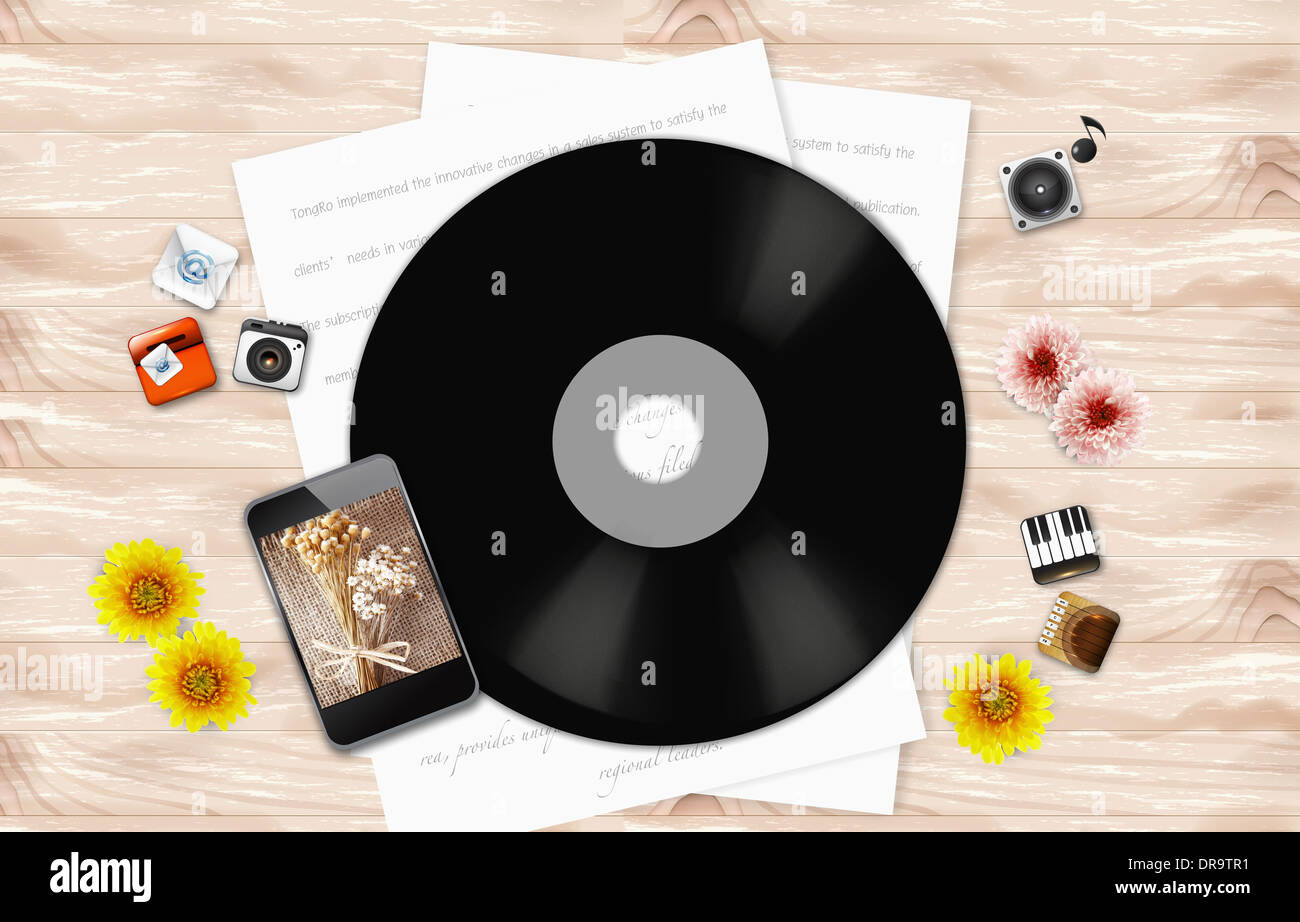 illustration ppt template featuring LP disk Stock Photo - Alamy