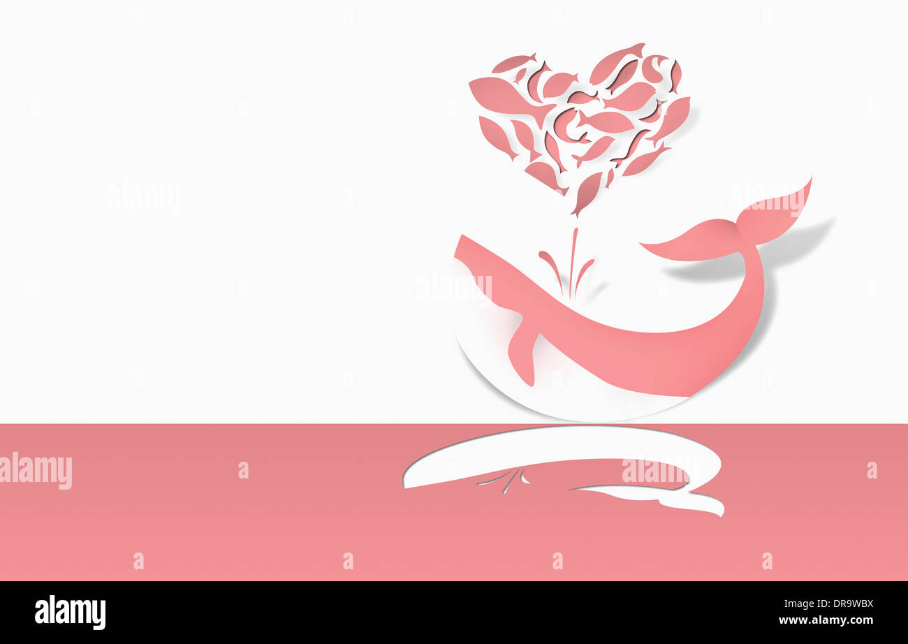 illustrated dolphin with heart shape above Stock Photo - Alamy