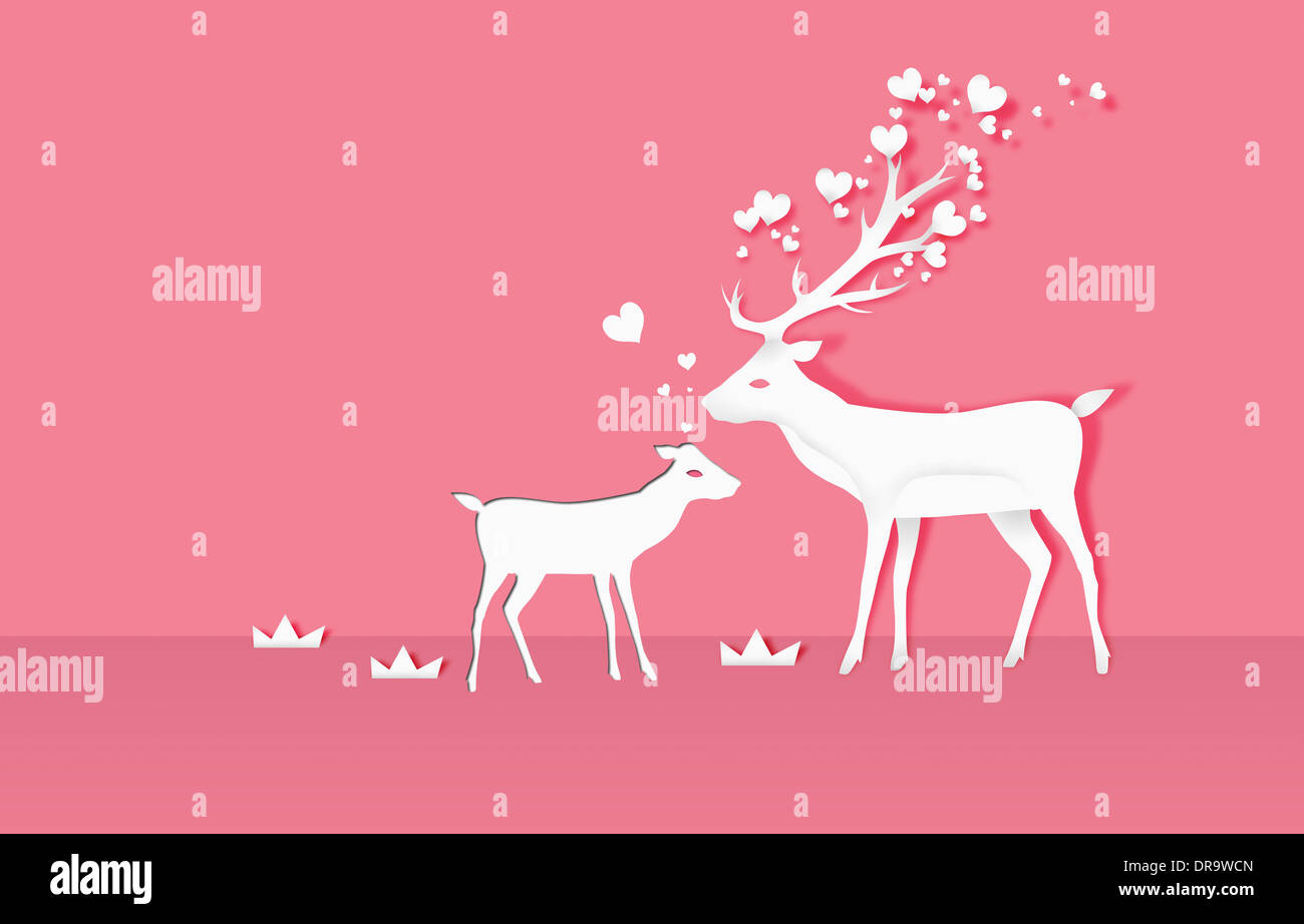 illustrated deer in pink background Stock Photo - Alamy