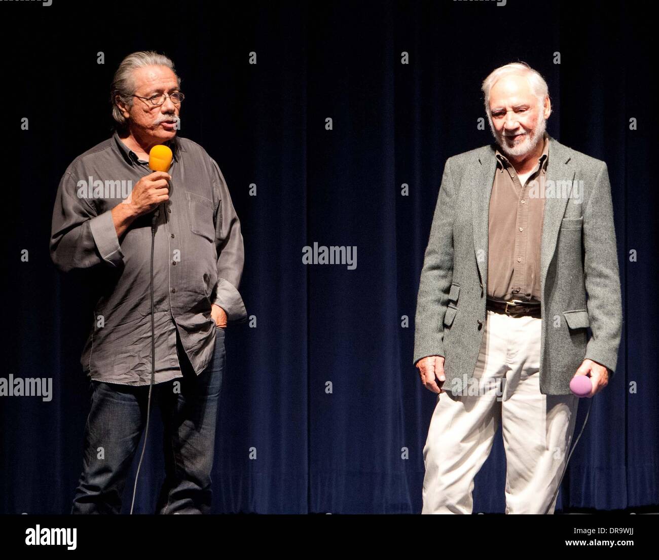 Edward James Olmos and director Robert M. Young Edward James Olmos and ...