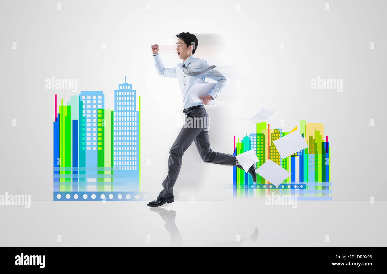 a businessman running to work Stock Photo - Alamy