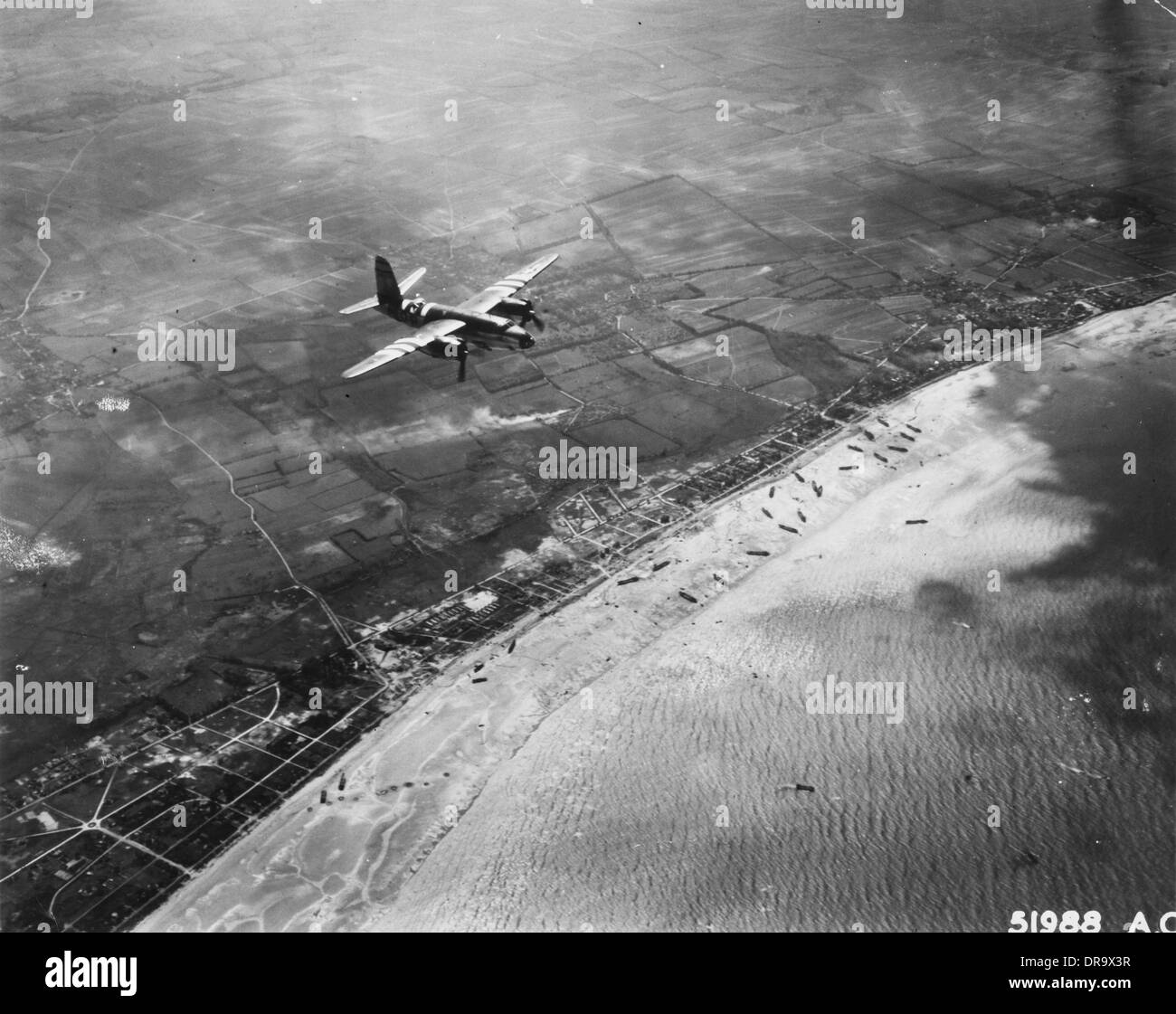 D-Day - Bomber giving air support to infantry invasion Stock Photo - Alamy