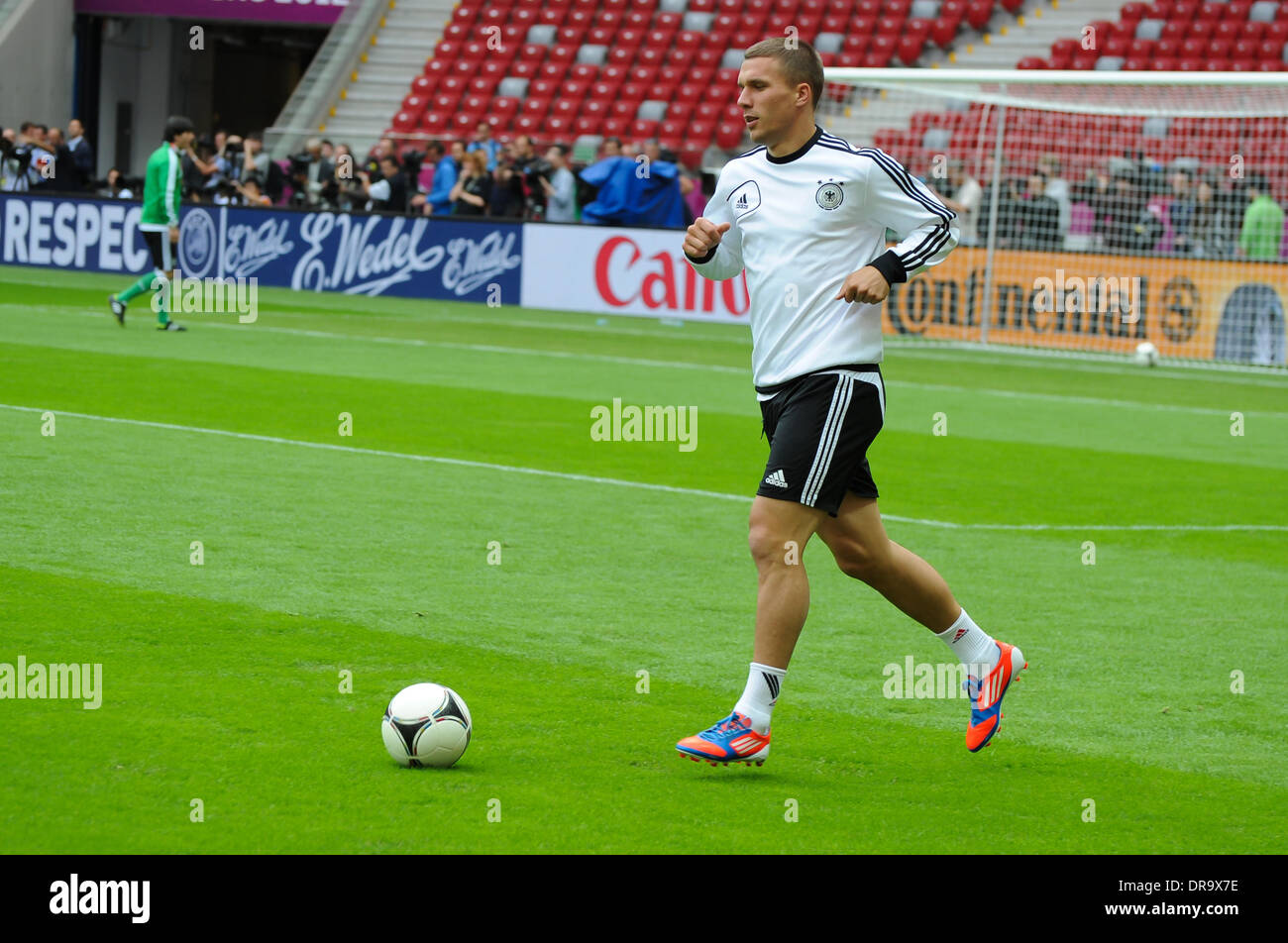 Lukas Podolski German football team training for their Euro 2012 semi ...