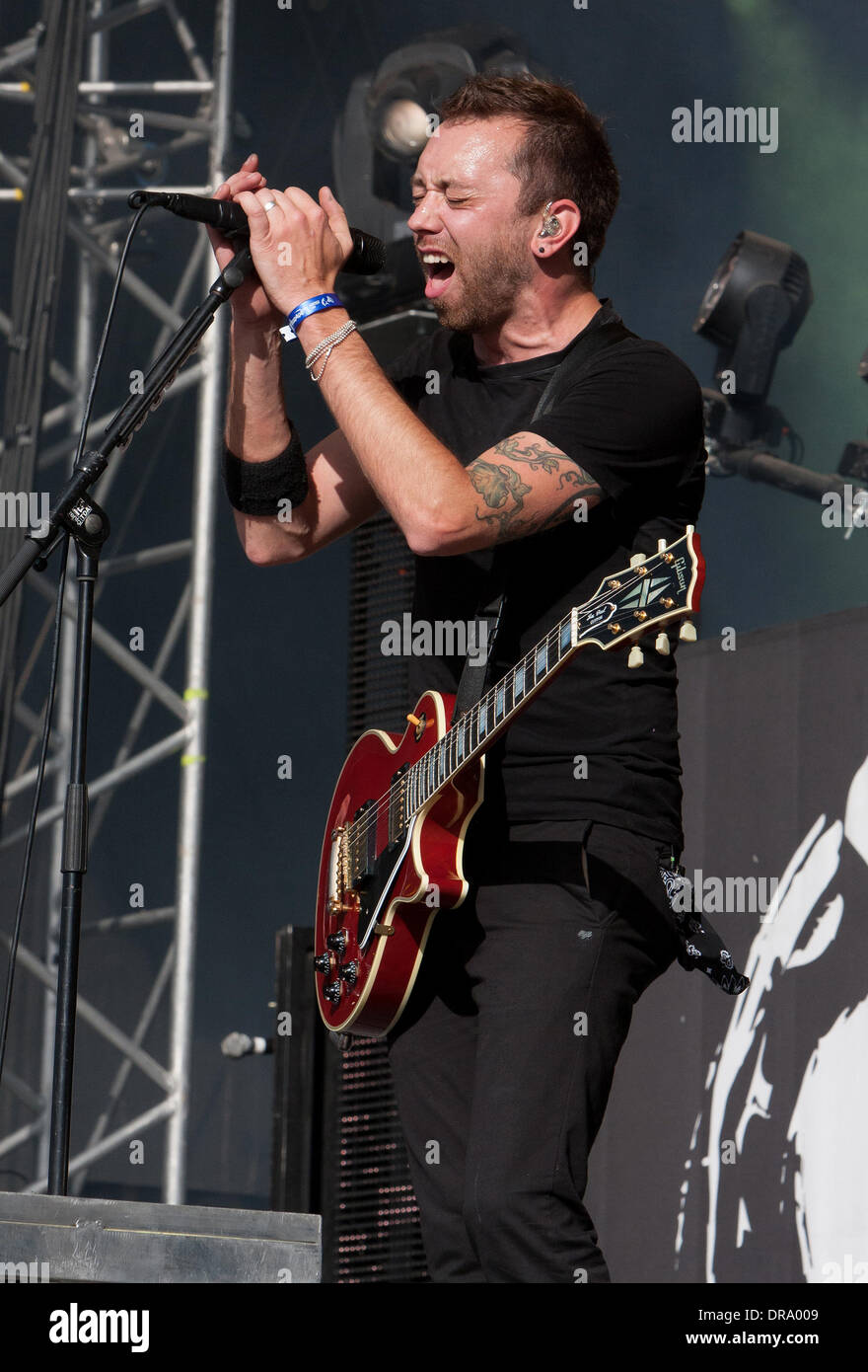 Tim McIlrath of Rise Against performing live on stage during day 2 of ...