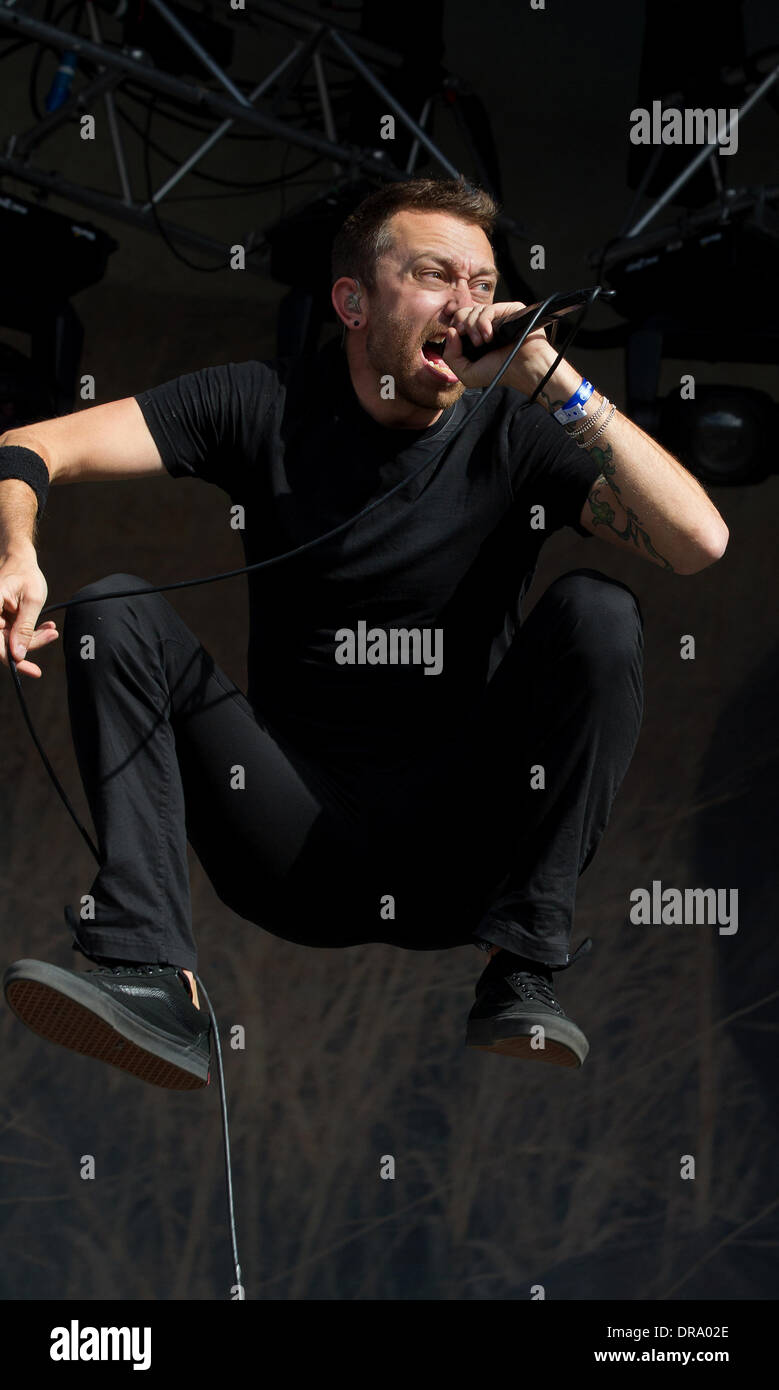 Tim McIlrath of Rise Against performing live on stage during day 2 of ...