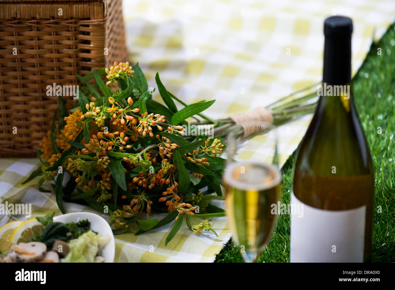 a picnic set spread out on a sheet Stock Photo - Alamy