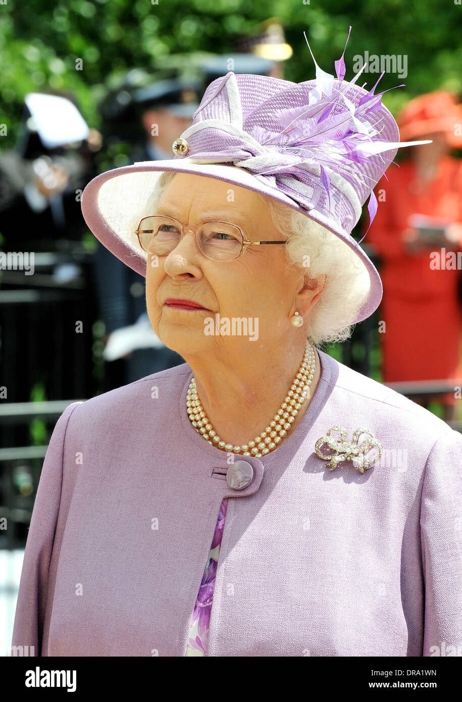 Queen Elizabeth II attends the unveiling of the Bomber Command Memorial ...