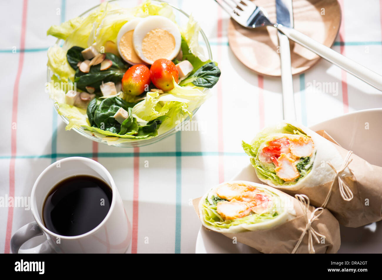 a picnic set spread out on a sheet Stock Photo - Alamy