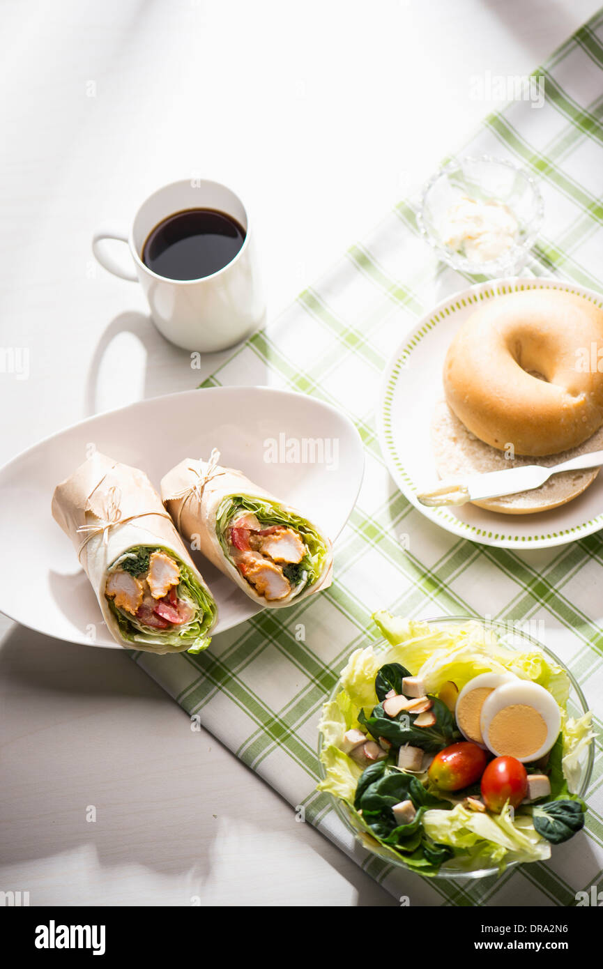 a picnic set spread out on a sheet Stock Photo - Alamy