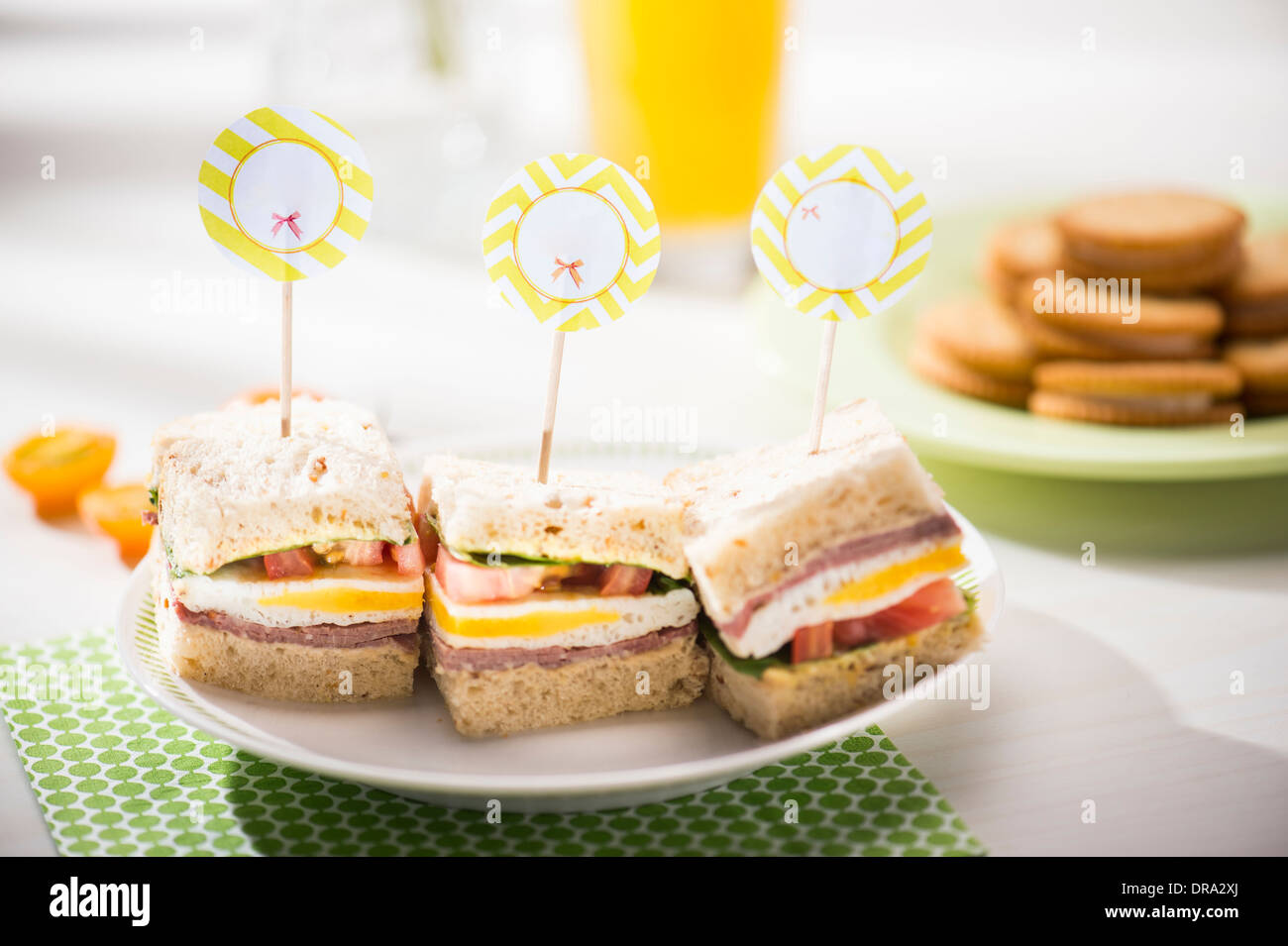 three sandwiches on a plate Stock Photo - Alamy